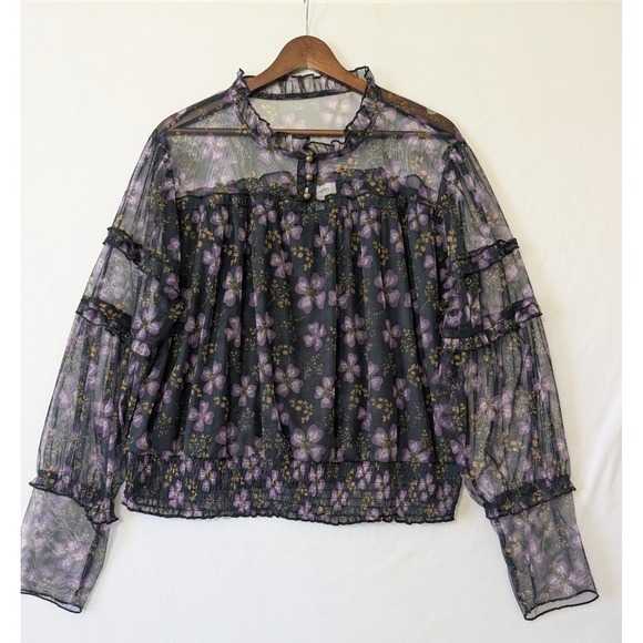 Calligraphie | Tops | Calligraphie Whimsigoth Fairy Xl Floral Mesh Top ...
